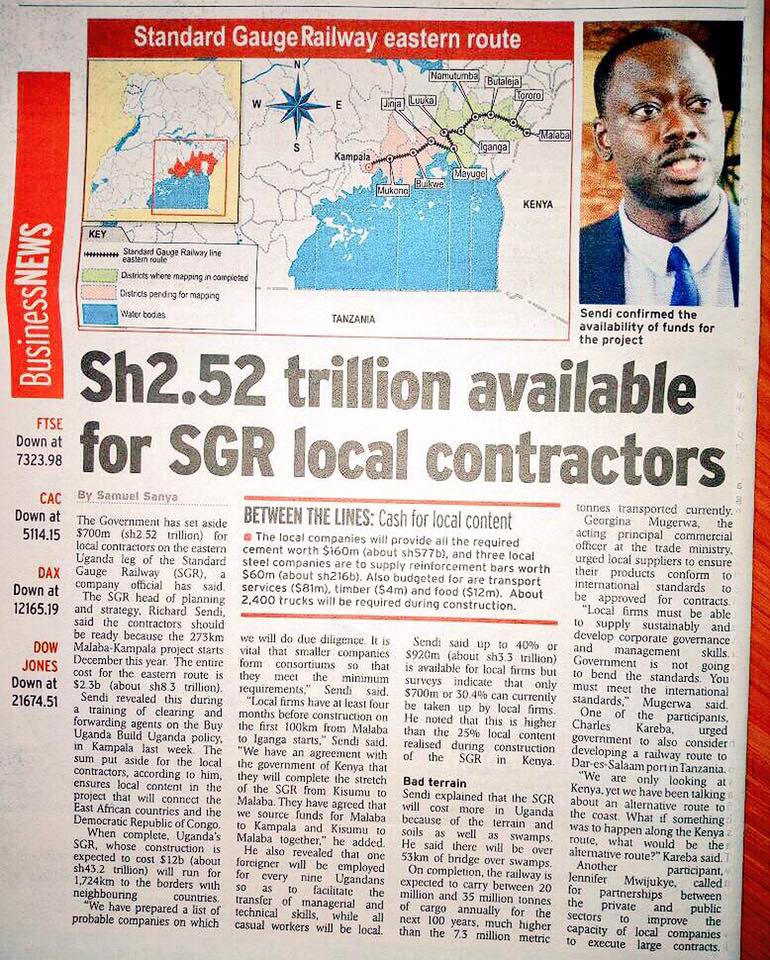 Sh2.52 trillion available for SGR local contractors | SGR - Uganda